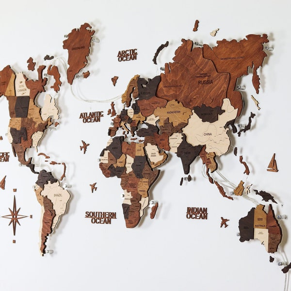 Wooden World Map - Etsy