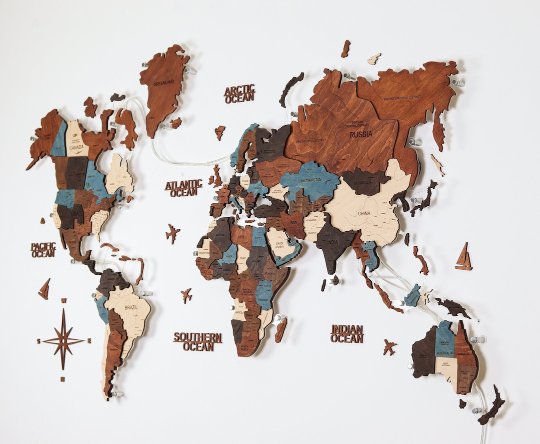 World Map Push Pin Wood Wall Art Home Wall Decor Bedroom - Etsy