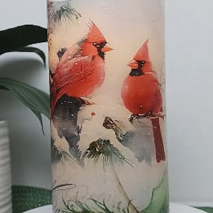 Cardinal Winter Scene - Flameless Candles - Free Gift Box - Batteries ...