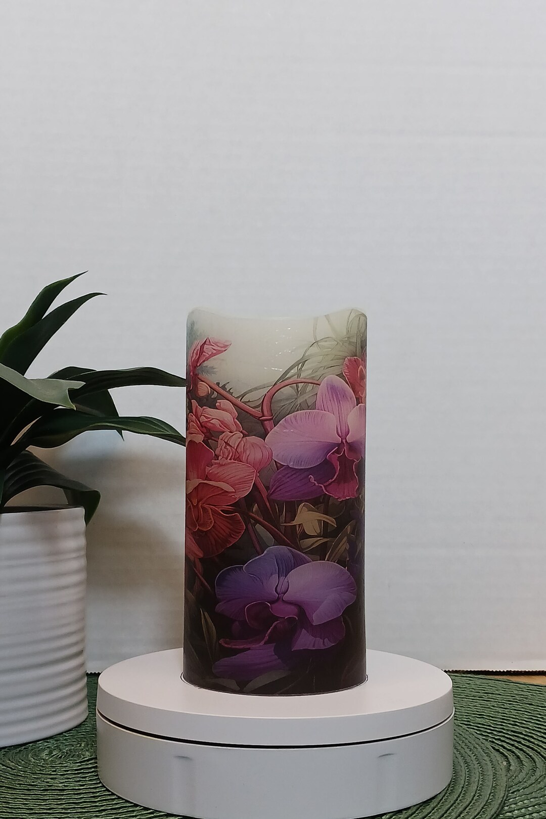 Coral and Purple Orchids - Flameless Candles - Free Gift Box ...
