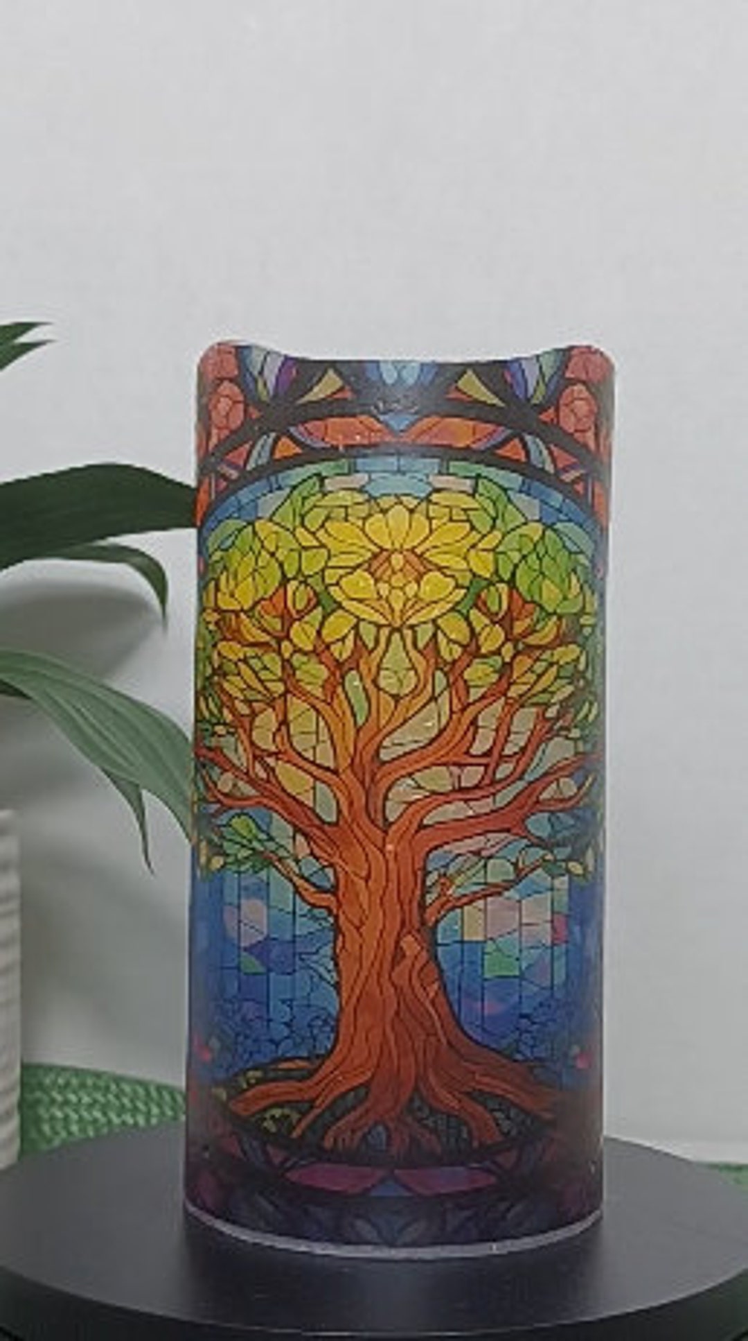 Stained Glass Tree of Life - Flameless Candles - Free Gift Box ...