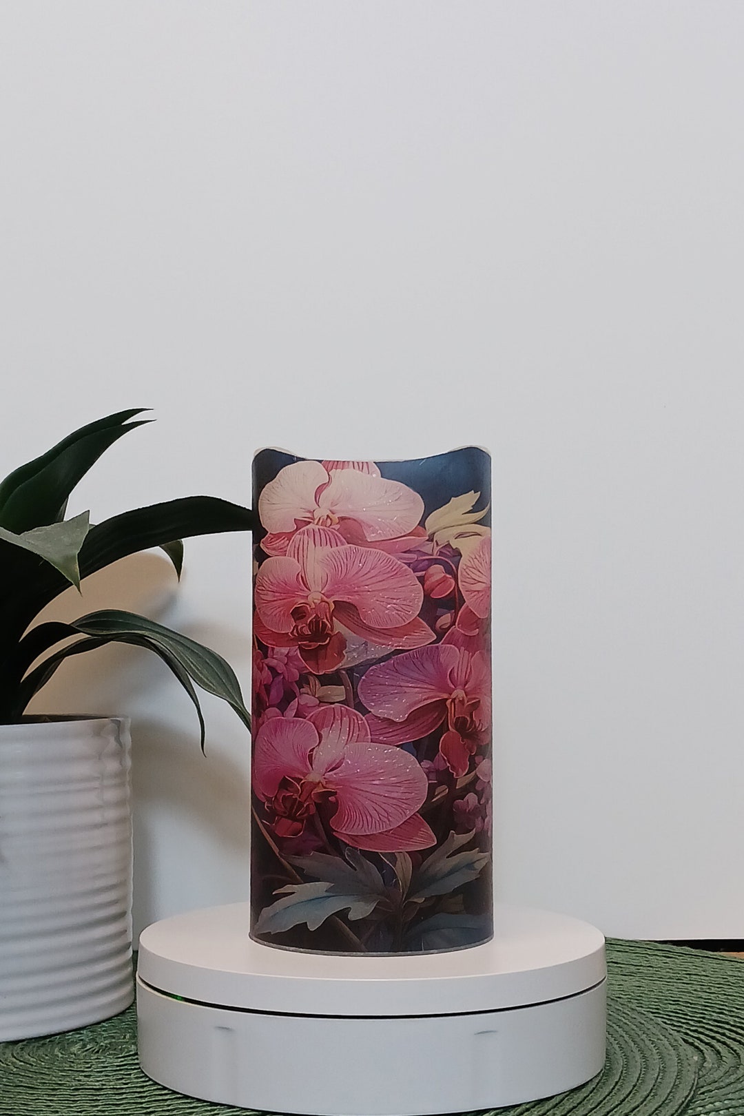 Pink Orchids - Flameless Candles - Free Gift Box - Batteries Included ...