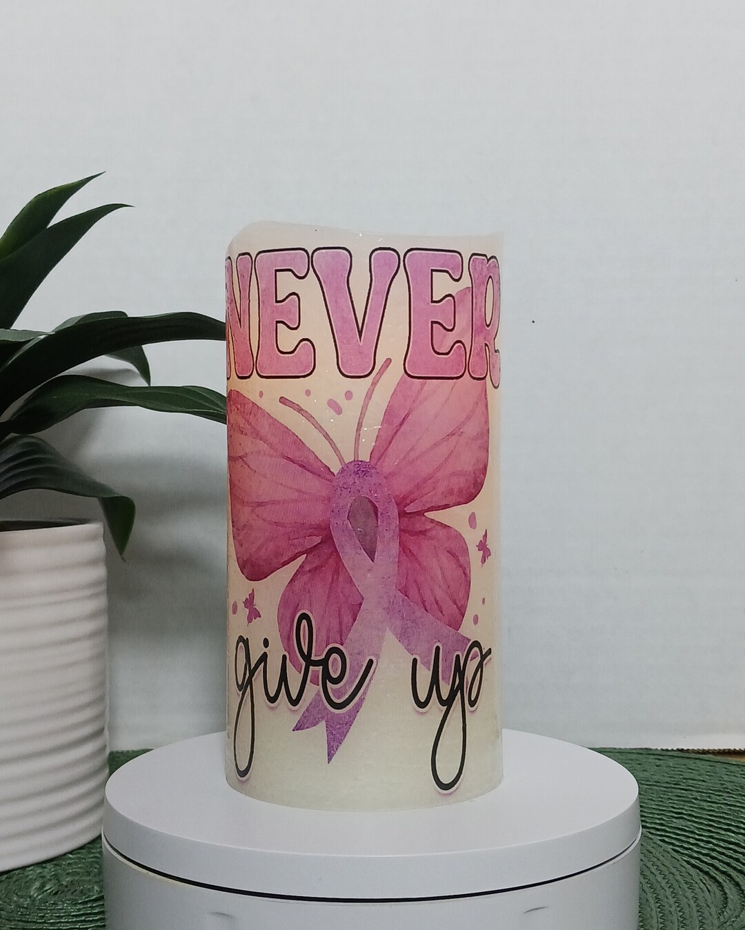 Never Give up With Butterfly - Flameless Candles - Free Gift Box ...