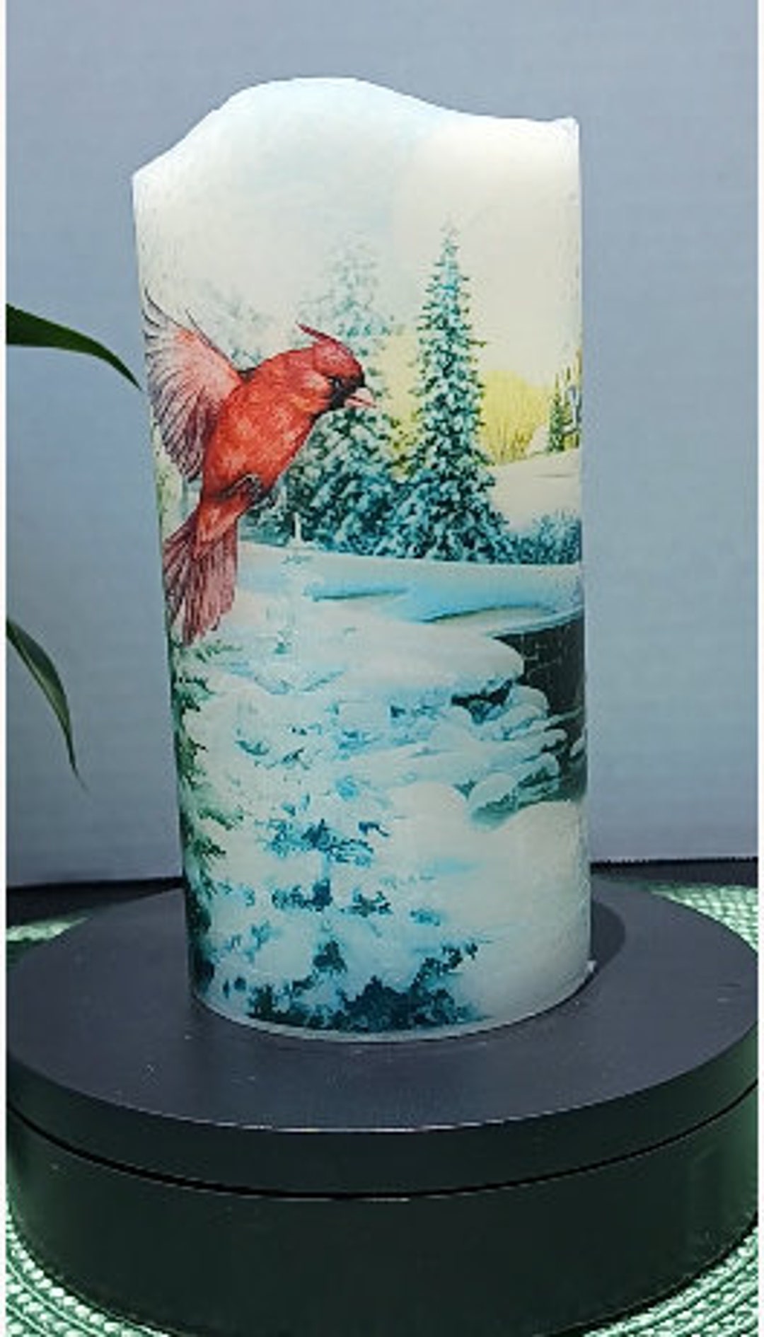 Winter Scene With Cardinals - Flameless Candles - Free Gift Box ...
