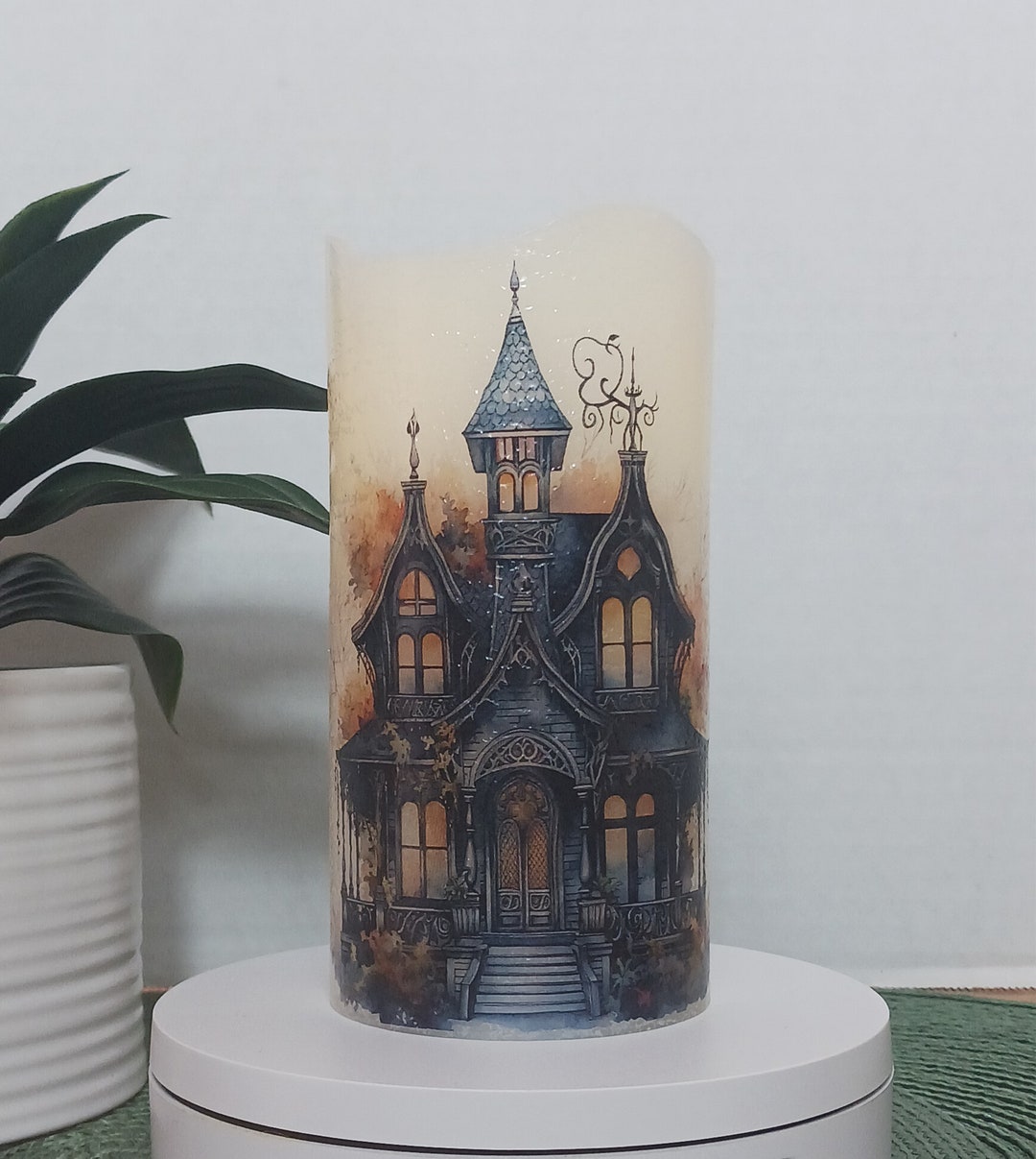 Watercolor Haunted Mansion - Flameless Candles - Free Gift Box ...