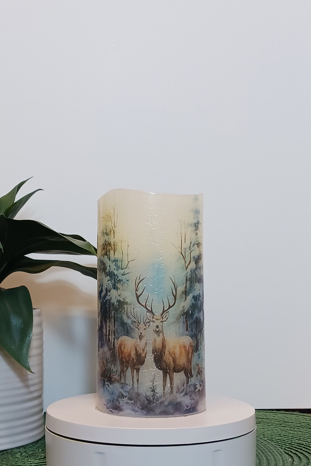 Winter Deer Scene - Flameless Candles - Free Gift Box - Batteries ...