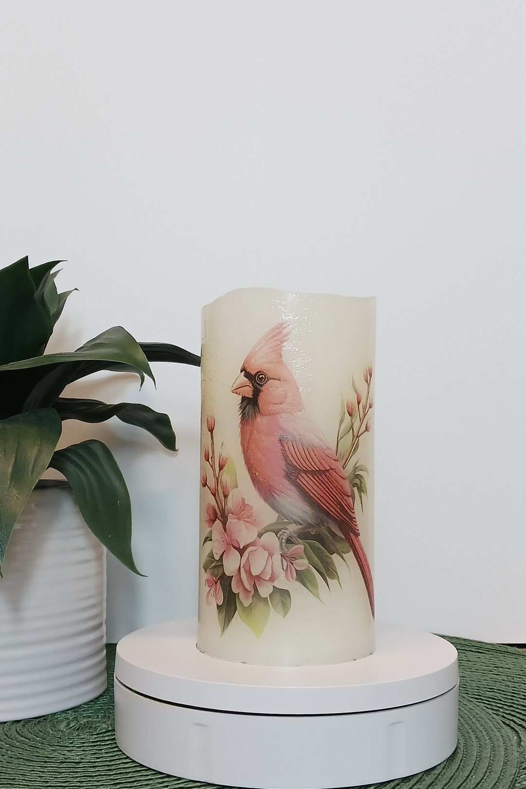 Cardinal With Cherry Blossoms - Flameless Candles - Free Gift Box ...