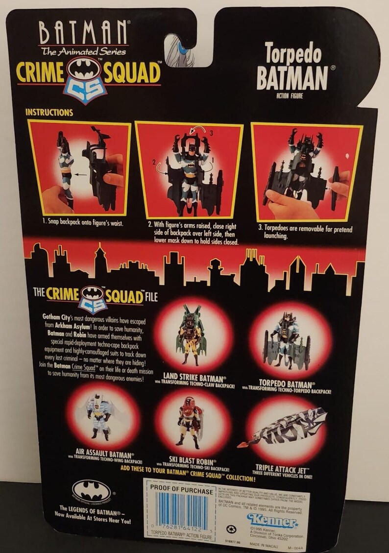 1995 Kenner Batman Animated Series Torpedo Batman Action Figure New ...