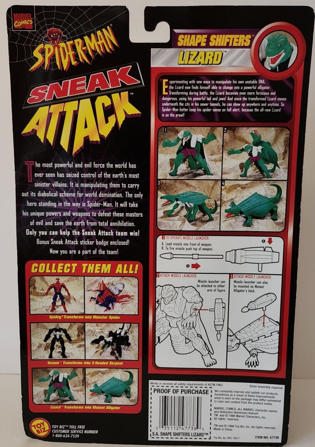 1998 Toy Biz Marvel Comics Spider-man Shape Shifter Lizard - Etsy
