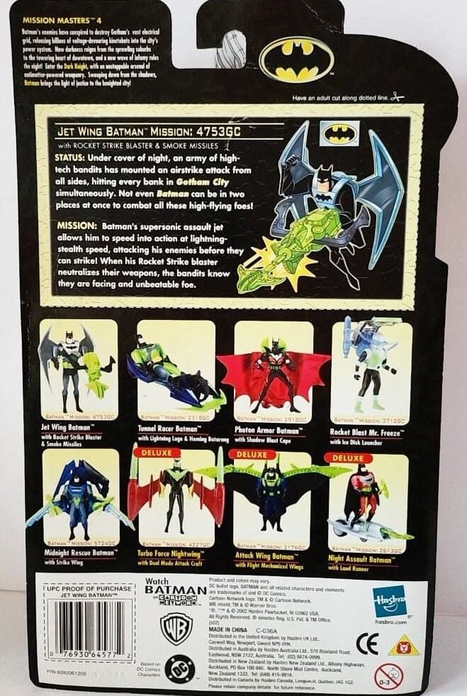 2001 Hasbro Batman Mission Masters 4 Glow Jet Wing Batman Action Figure ...