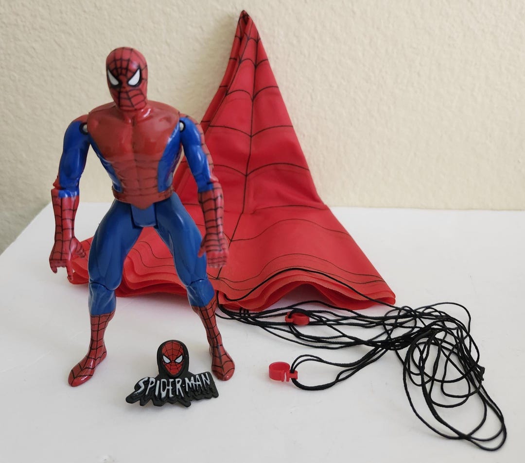 1994 Toy Biz Spider-man Web Parachute Spider-man Action Figure Marvel ...