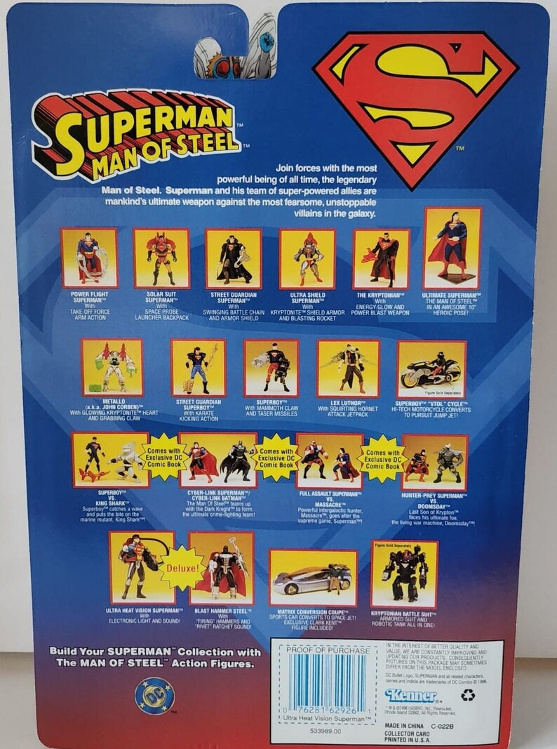 1996 Kenner Superman Man of Steel Deluxe Ultra Heat Vision Superman ...