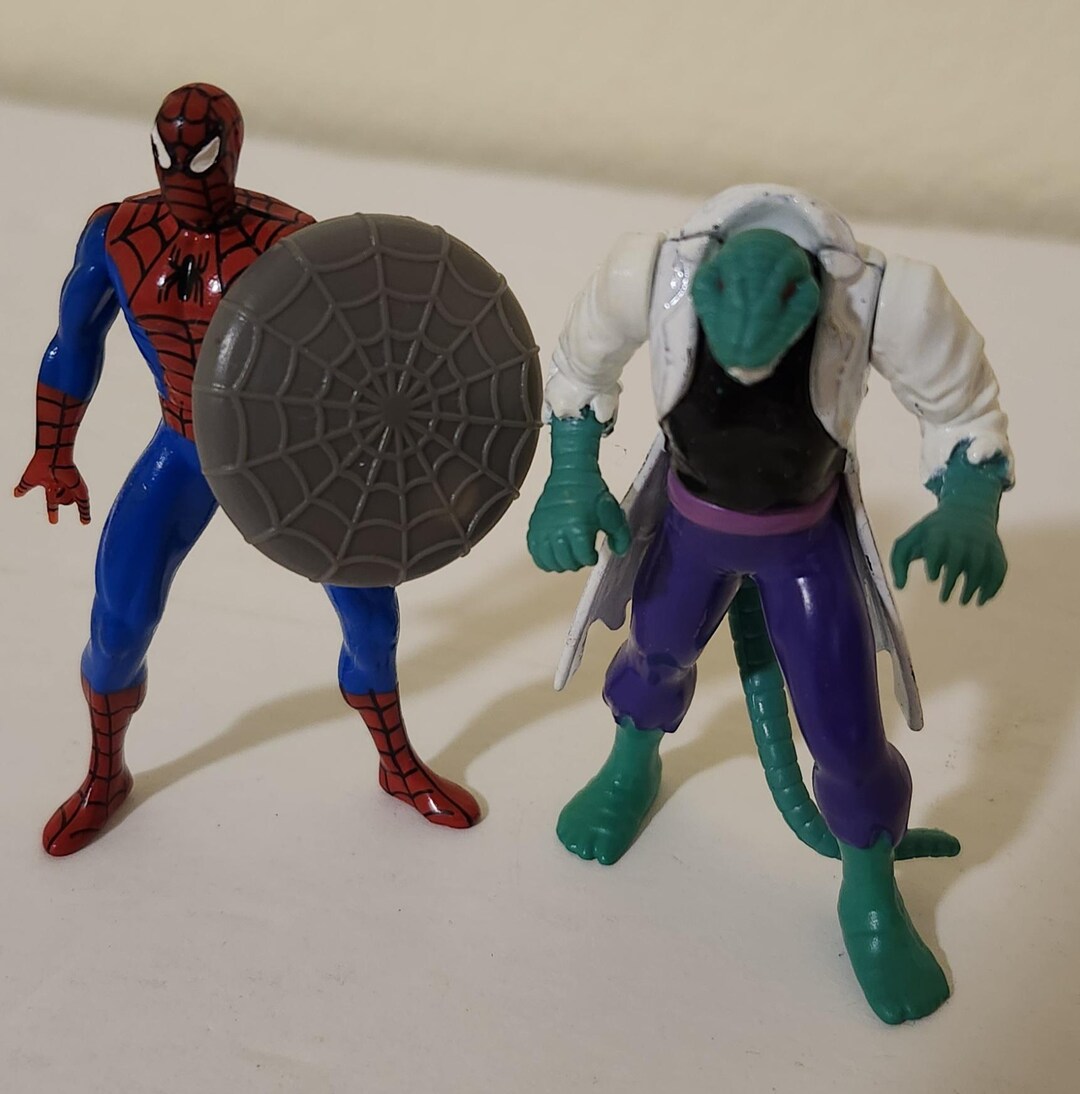 1994 Toy Biz Web of Steel Spider-man Vs Lizard Die Cast Action Figures ...
