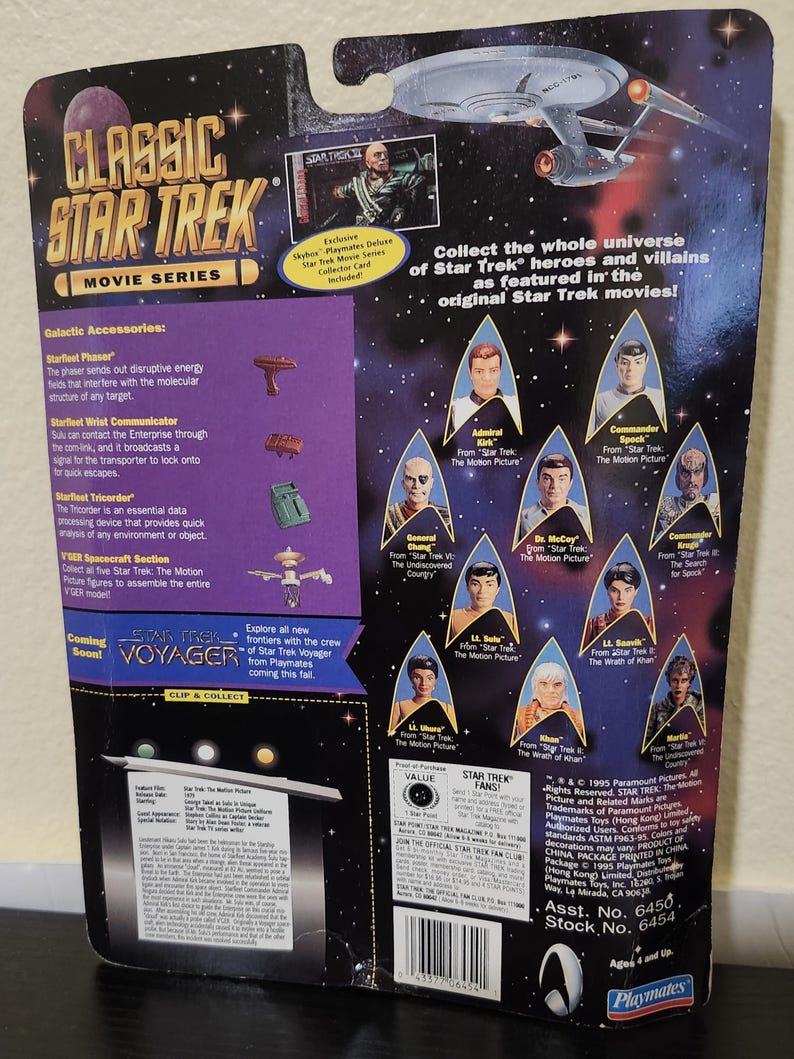 1995 Playmates Star Trek Movie Series Lieutenant Sulu Action Figure New ...