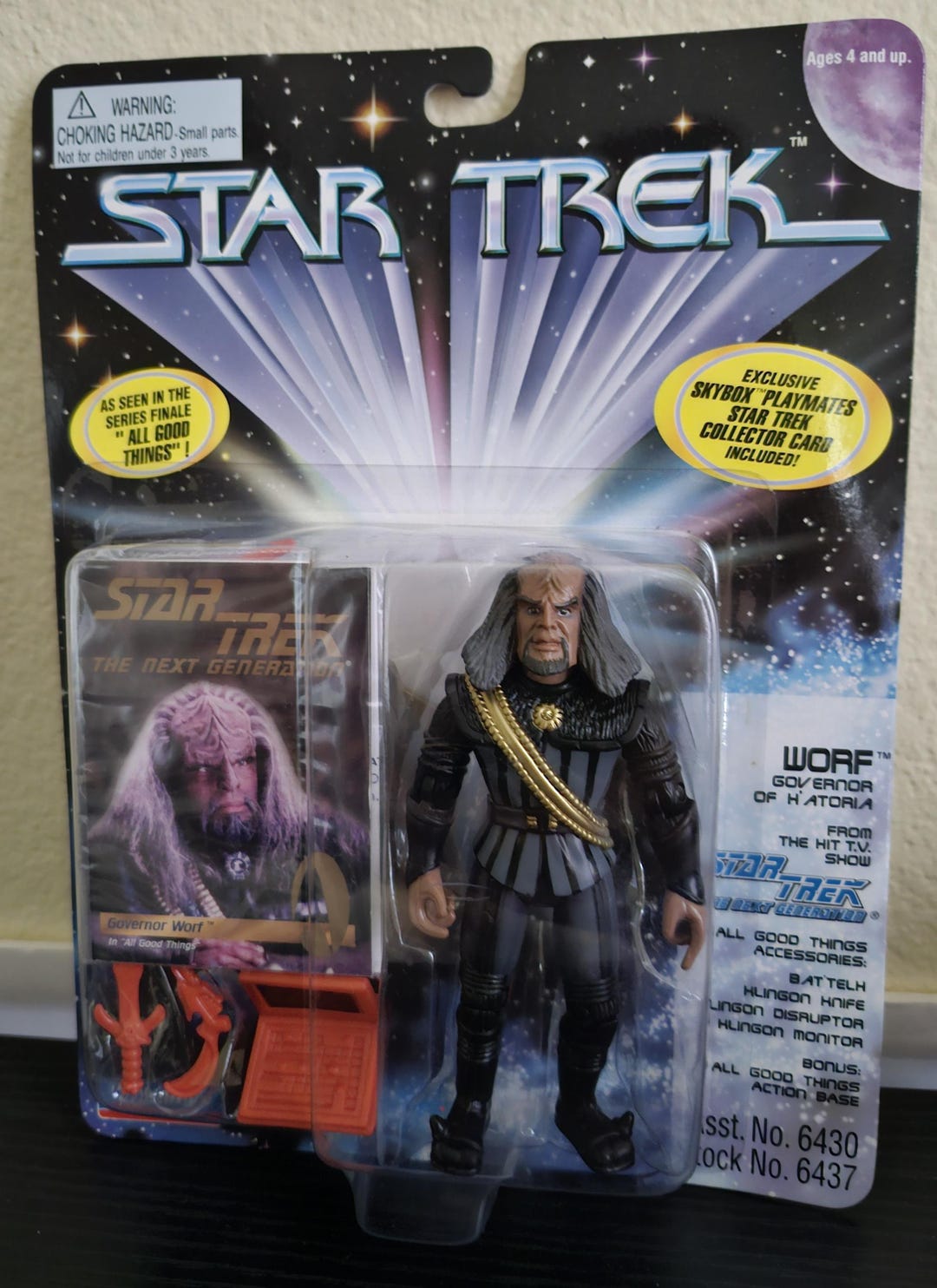 1995 Playmates Toys Star Trek Governor Worf Action Figure New Sealed ...