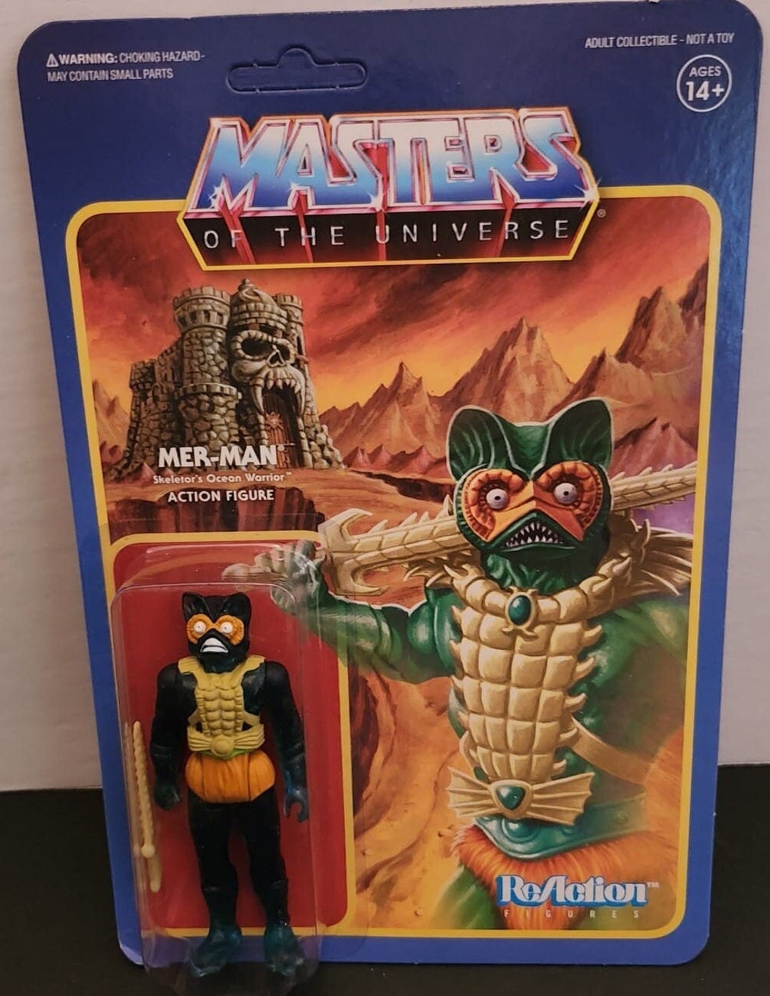 Super7 Masters of the Universe Clear Green Merman Reaction Figure New ...