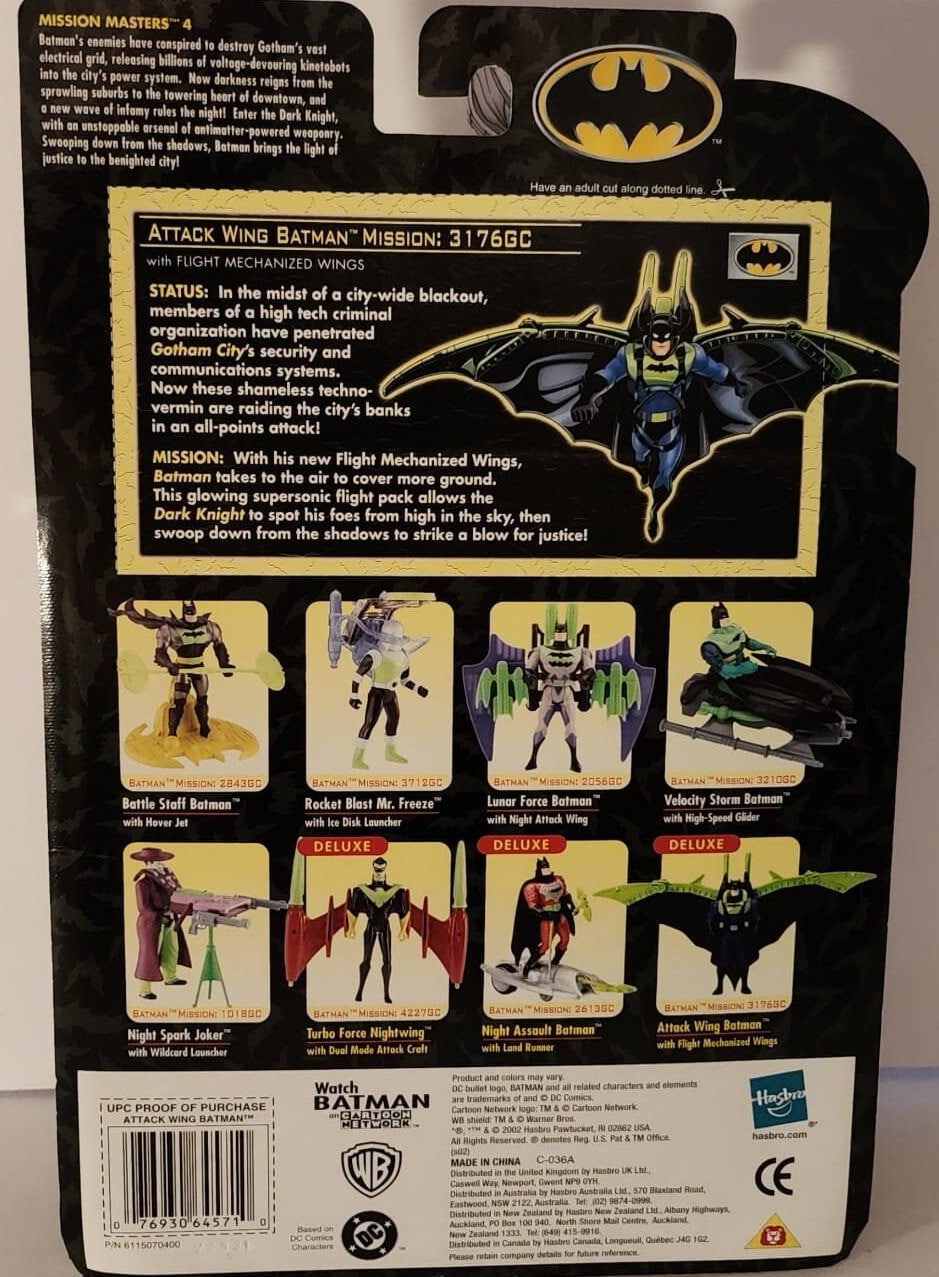 2002 Hasbro Batman Mission Masters Attack Wing Batman Glow in the Dark ...