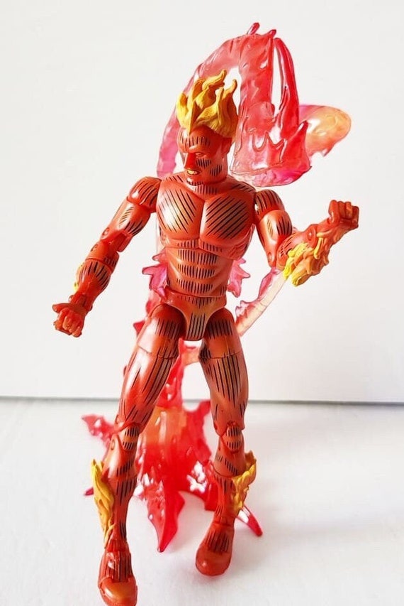 2002 Toy Biz Marvel Legends Human Torch Action Figure Complete Nice Condition