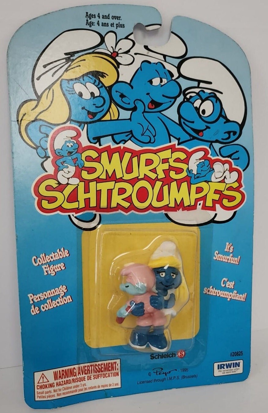 1995 the Smurfs Smurfette With Baby Smurf Schleich Peyo Figure - Etsy