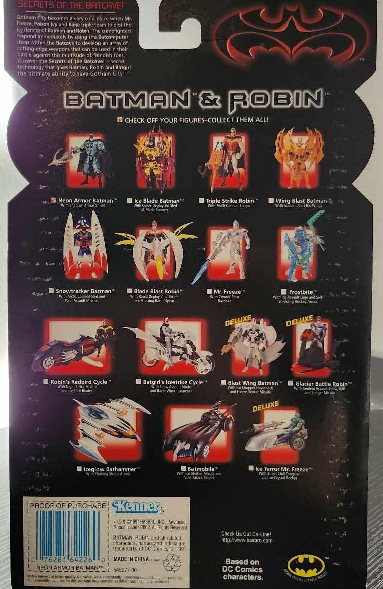 1997 Kenner Batman & Robin Neon Armor Batman Action Figure New Sealed ...