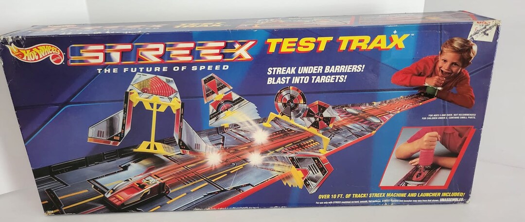 1991 Mattel Hot Wheels STREEX Test Trax 10 Feet Track With Car Launcher ...