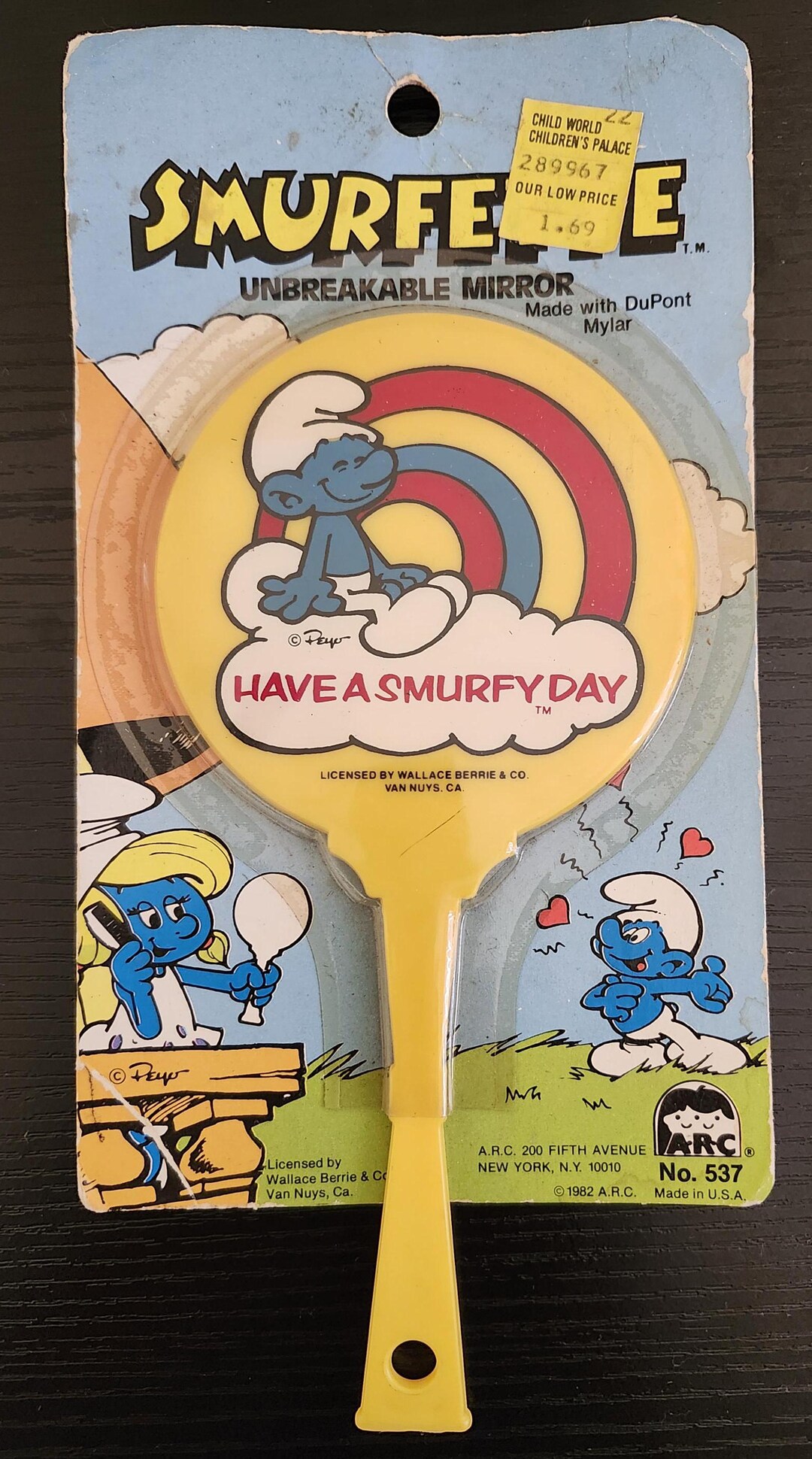 1982 Arc Peyo Smurfs Smurfette Unbreakable Mirror Toy New in Sealed ...