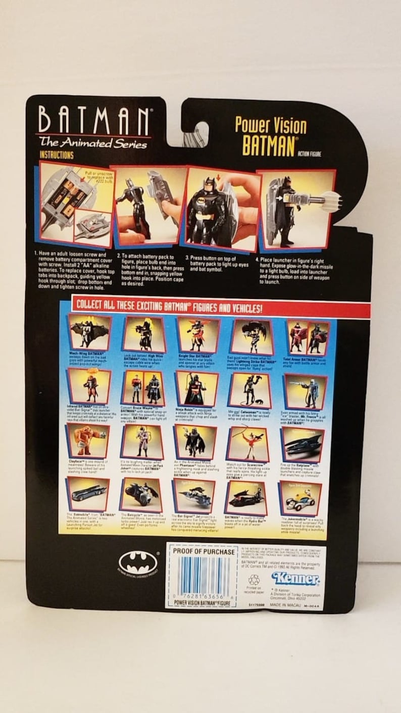 1993 Kenner Batman Animated Series Power Vision Batman Action Figure ...