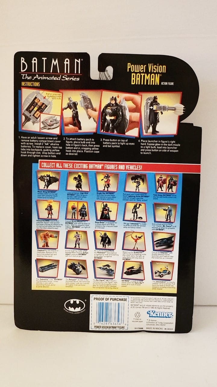 1993 Kenner Batman Animated Series Power Vision Batman Action Figure ...