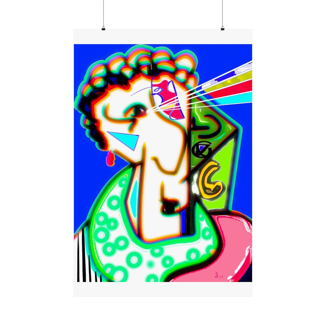 Colorful Abstract Cubism Portrait Matte Vertical Posters, Art Prints ...