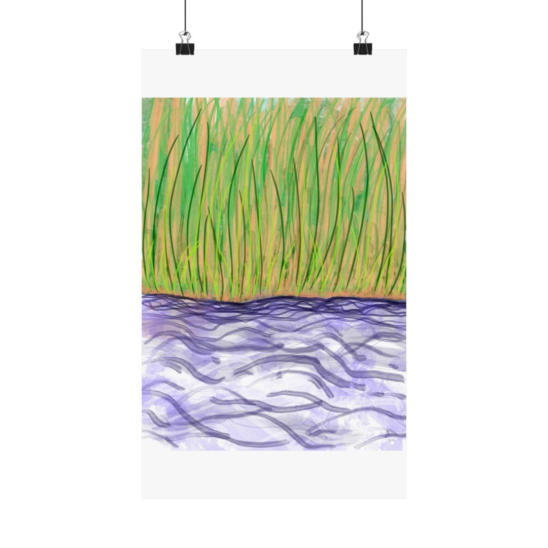 Watercolor Reeds Matte Vertical Poster, Nature Lover Home Decor Art ...