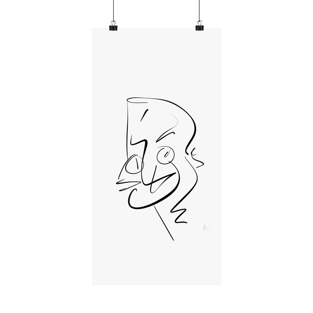 Vertical Poster, Abstract Black Line Portrait, Matte Print Wall Art for ...