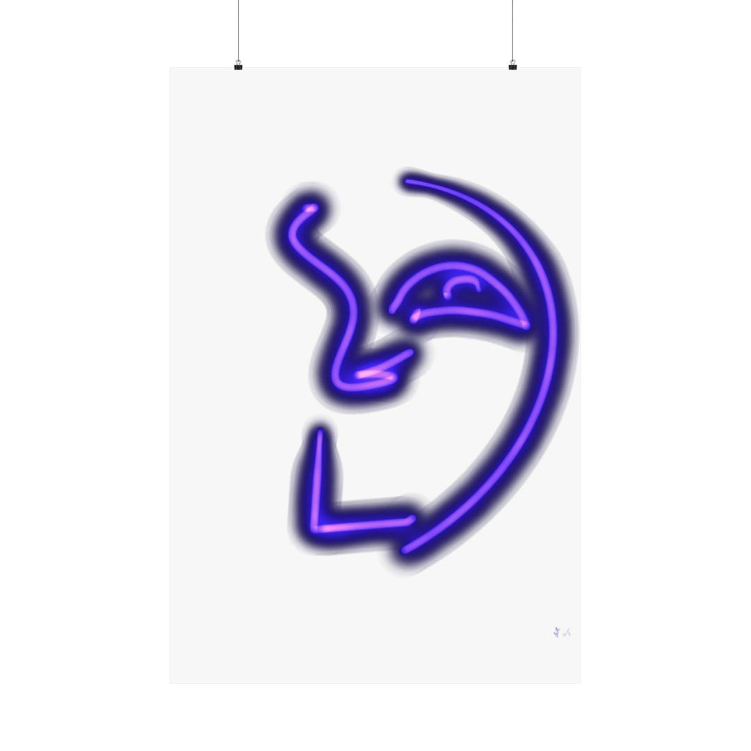 Abstract Line Portrait Matte Vertical Poster, Bright Artwork Print ...