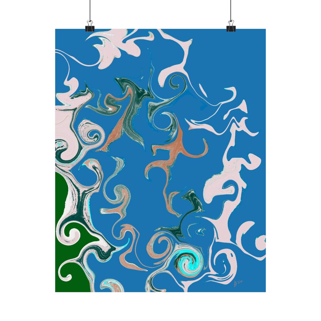 Ocean Swirl Abstract Matte Poster | Vertical Art Print - Etsy