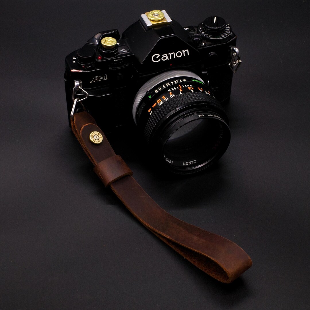 Rustic Leather Camera Wrist Strap – Bullet Primer & Brass Detail ...