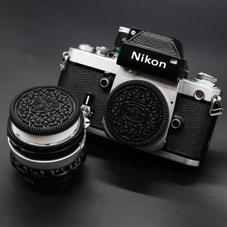 3D Printed Cookie Camera Body Cap + Rear Lens Cover Set for Nikon F ...
