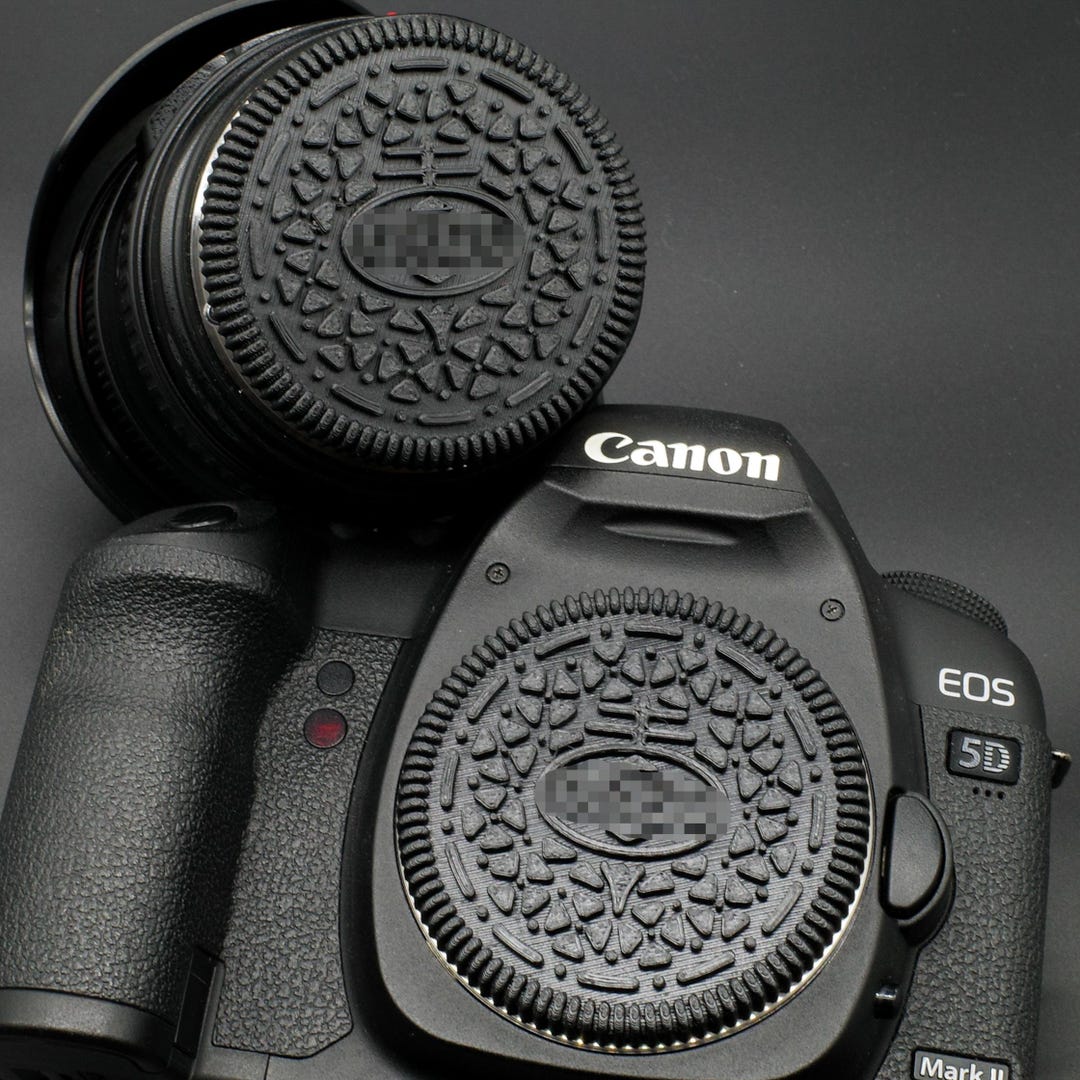 3D Printed Cookie Camera Body Cap + Rear Lens Cover Set for Nikon F ...