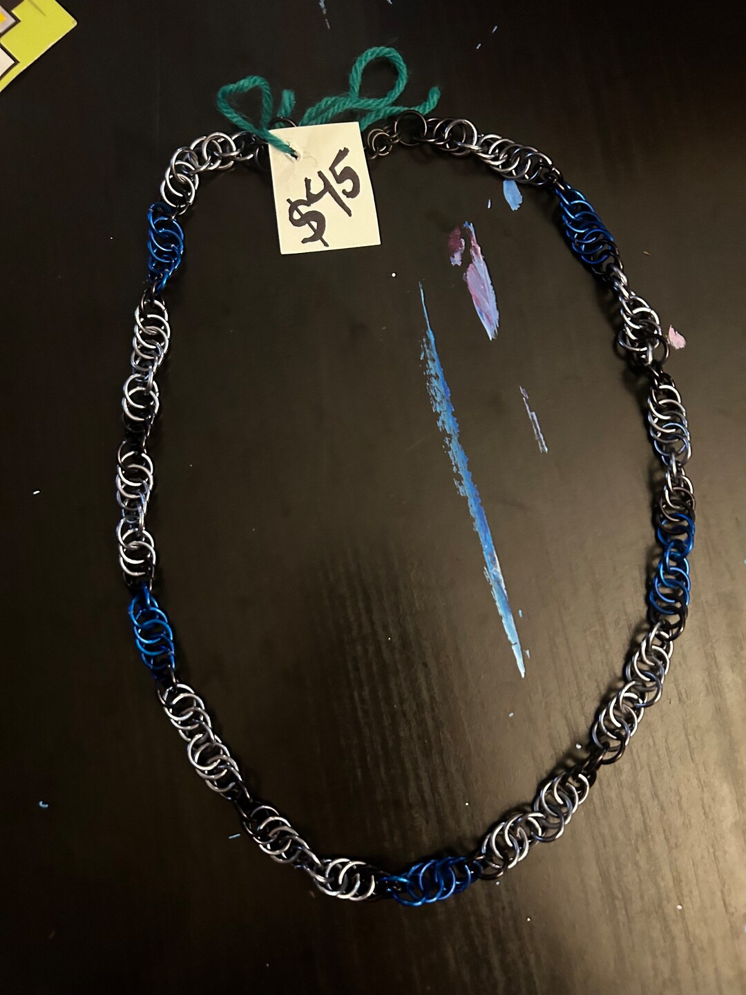 Dark Silver and Blue Spiral Chainmail Necklace - Etsy