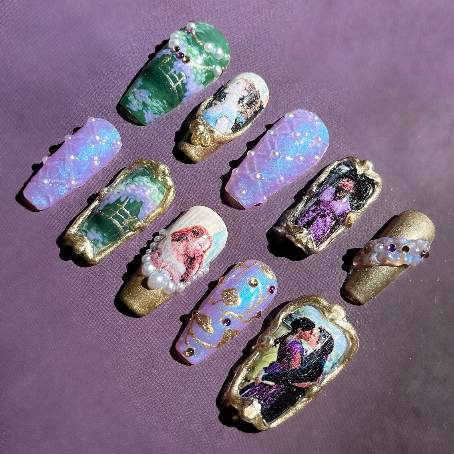 Bridgerton Inspired Press on Nails | Regency Era Handpainted Fake Gel ...