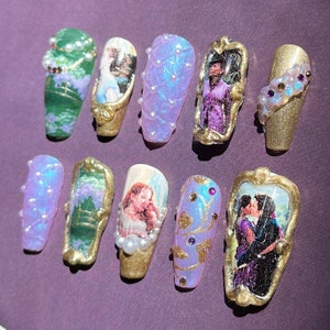 Bridgerton Inspired Press on Nails | Regency Era Handpainted Fake Gel ...