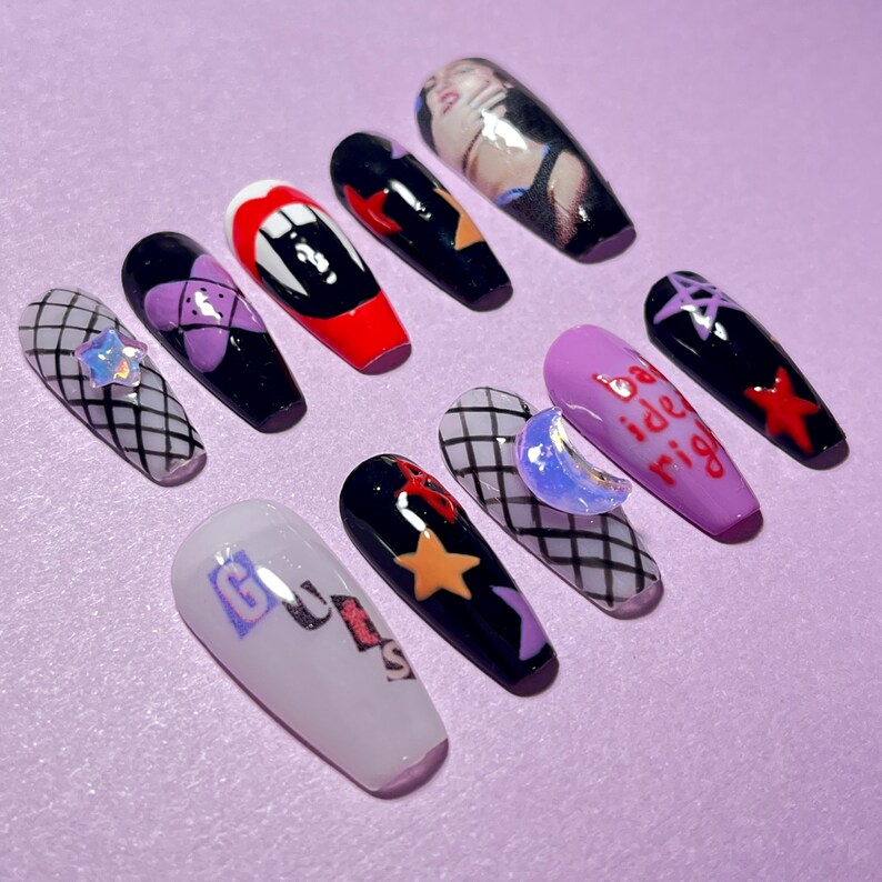 Olivia Rodrigo Guts Tour Inspired Press on Nails Trendy Edgy Album Art ...