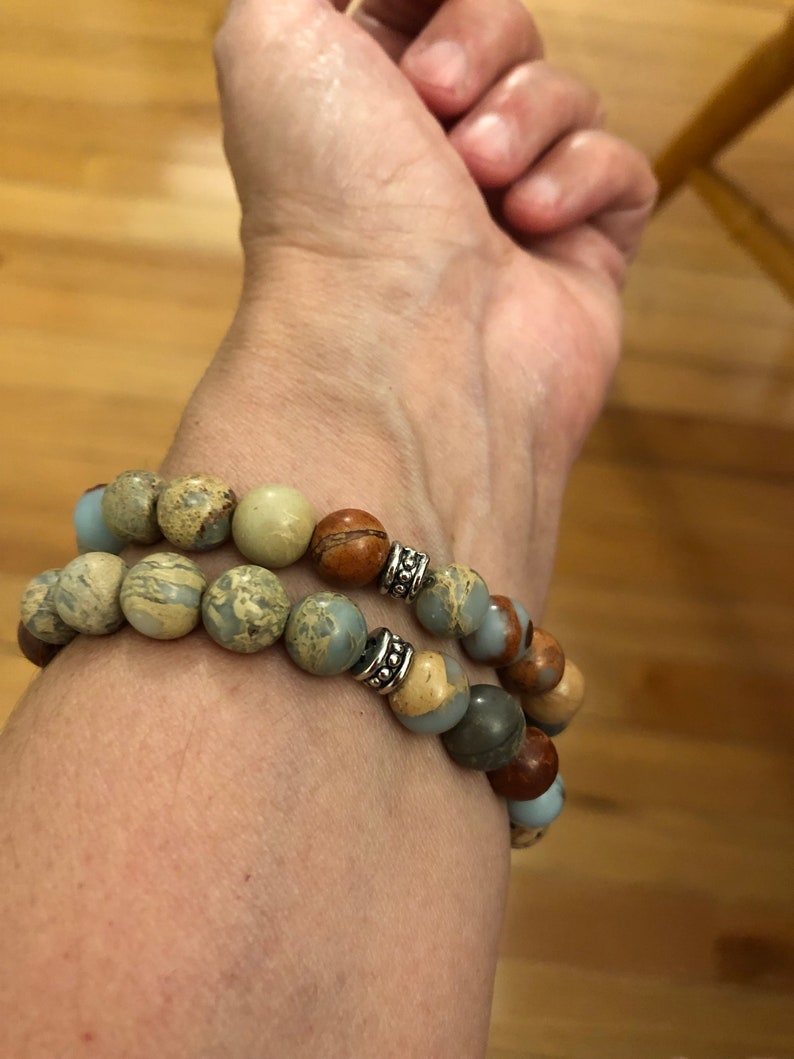 Aquatic Theme Sea Sediment Bracelet, Double Strand Stretch Bracelet ...