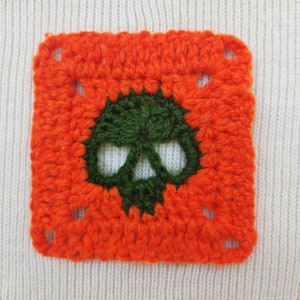 Crochet Pattern, Skull Granny Square, Crochet Skull, Halloween Granny ...