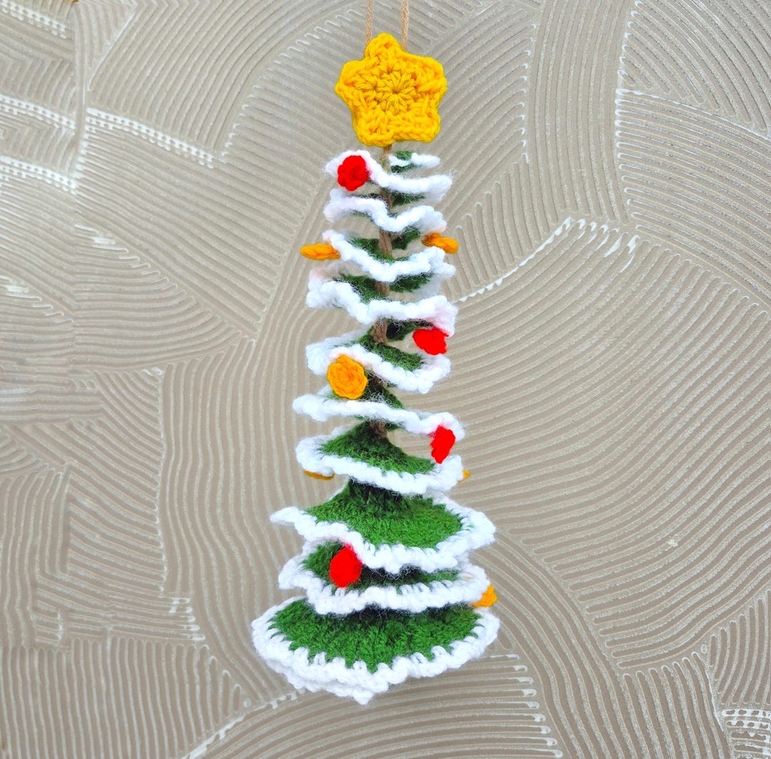 Christmas Tree Crochet Wind Spinner PDF Pattern: Car Decoration, Wind ...