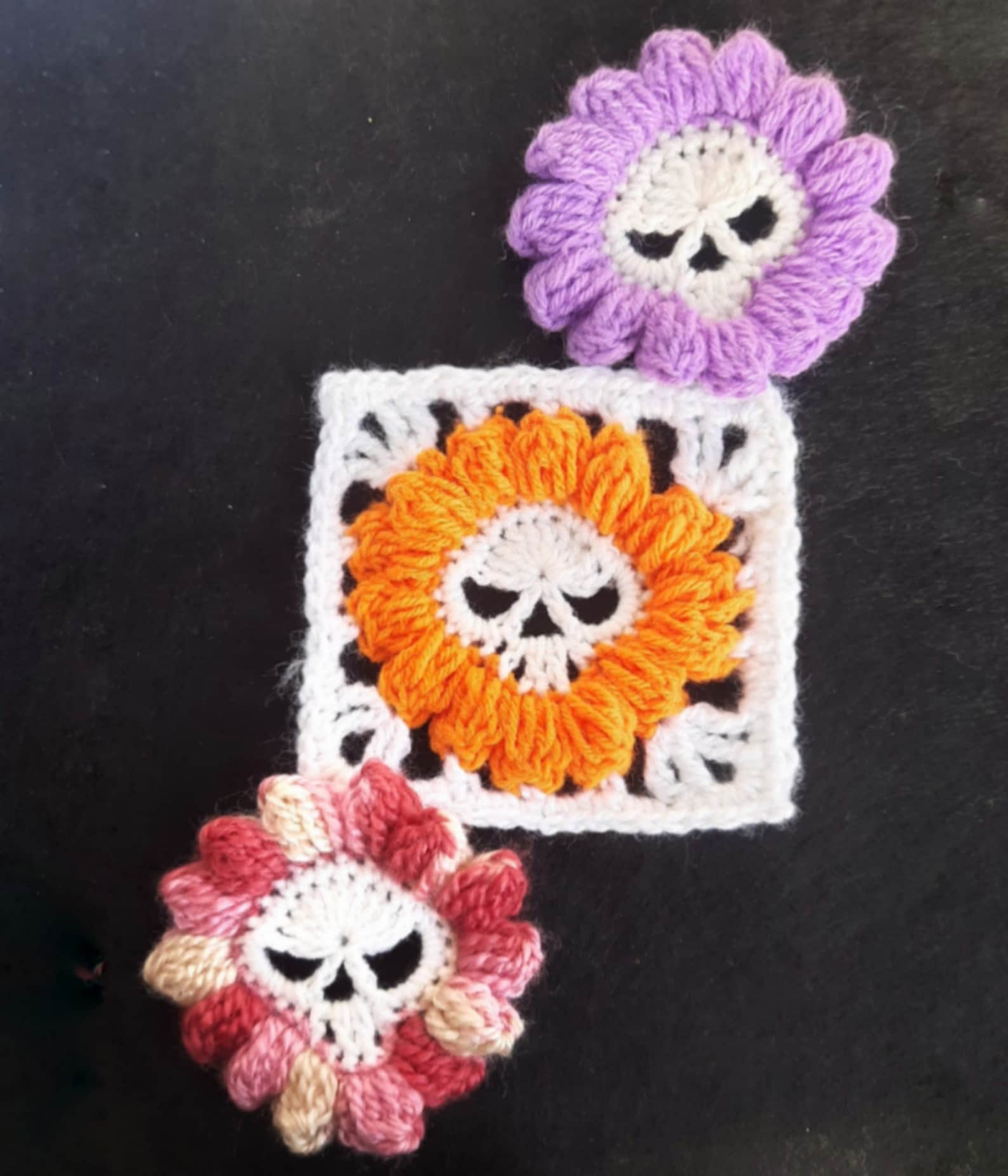 Crochet Skull Flower: Skull Patch PATTERN Includes Photo Instructions ...