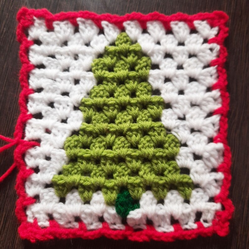 CROCHET PATTERN, Christmas Tree Granny Square Afghan, Happy Holidays ...