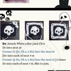 Skeleton Granny Square: Halloween Crochet PATTERN Includes Photo ...