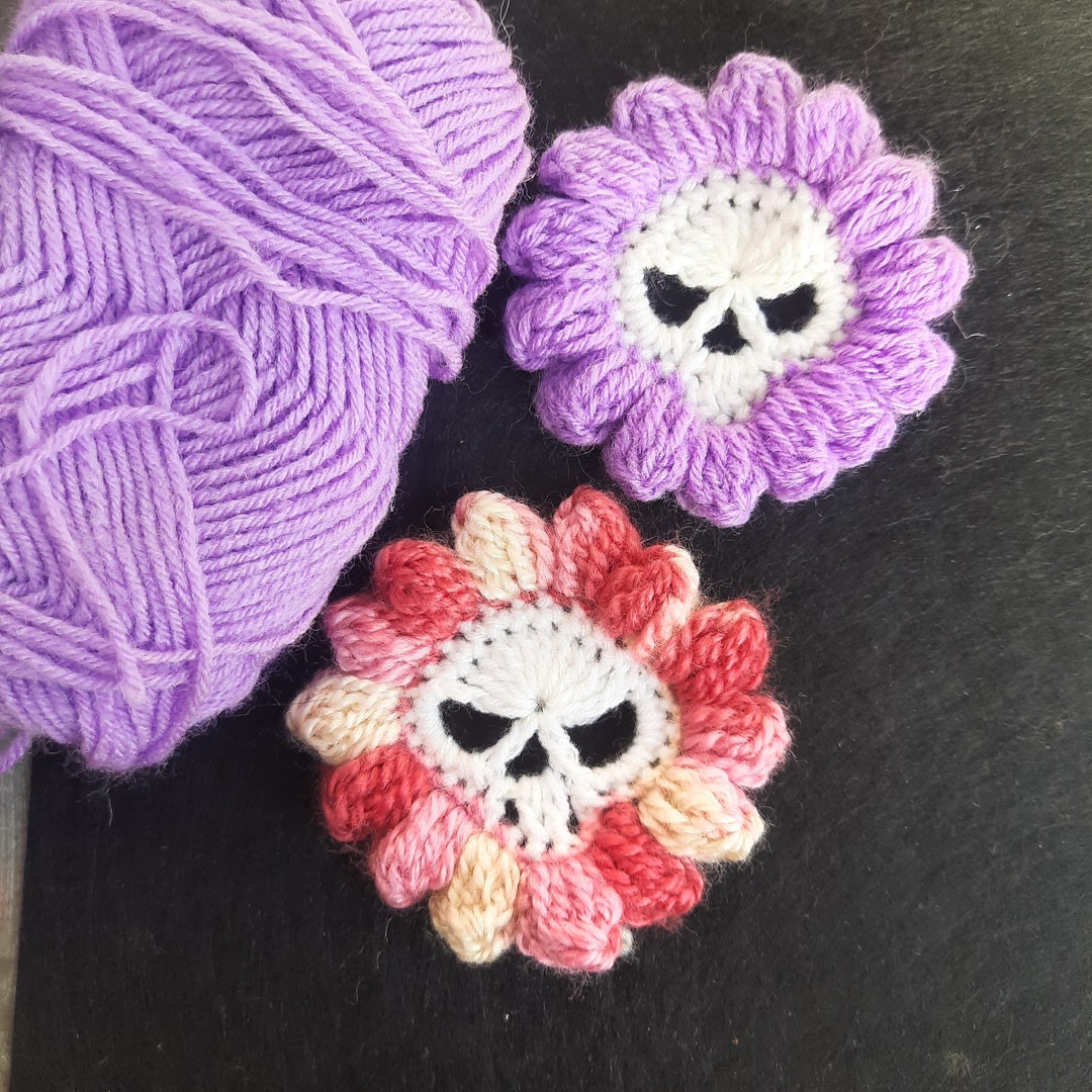 Crochet Skull Flower: Skull Patch PATTERN Includes Photo Instructions ...