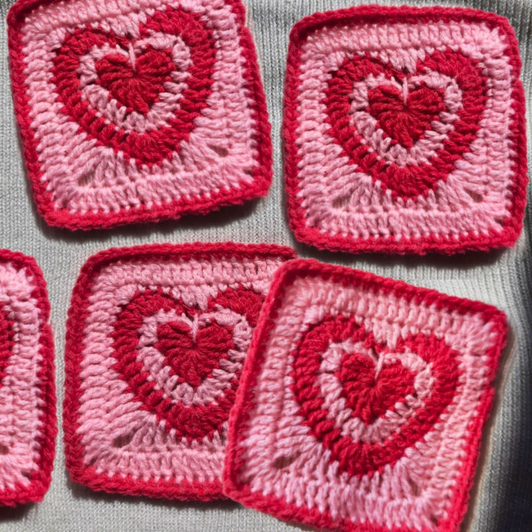 Triple Heart Granny Square: Crochet Pattern, Valentine's Day, Crochet ...
