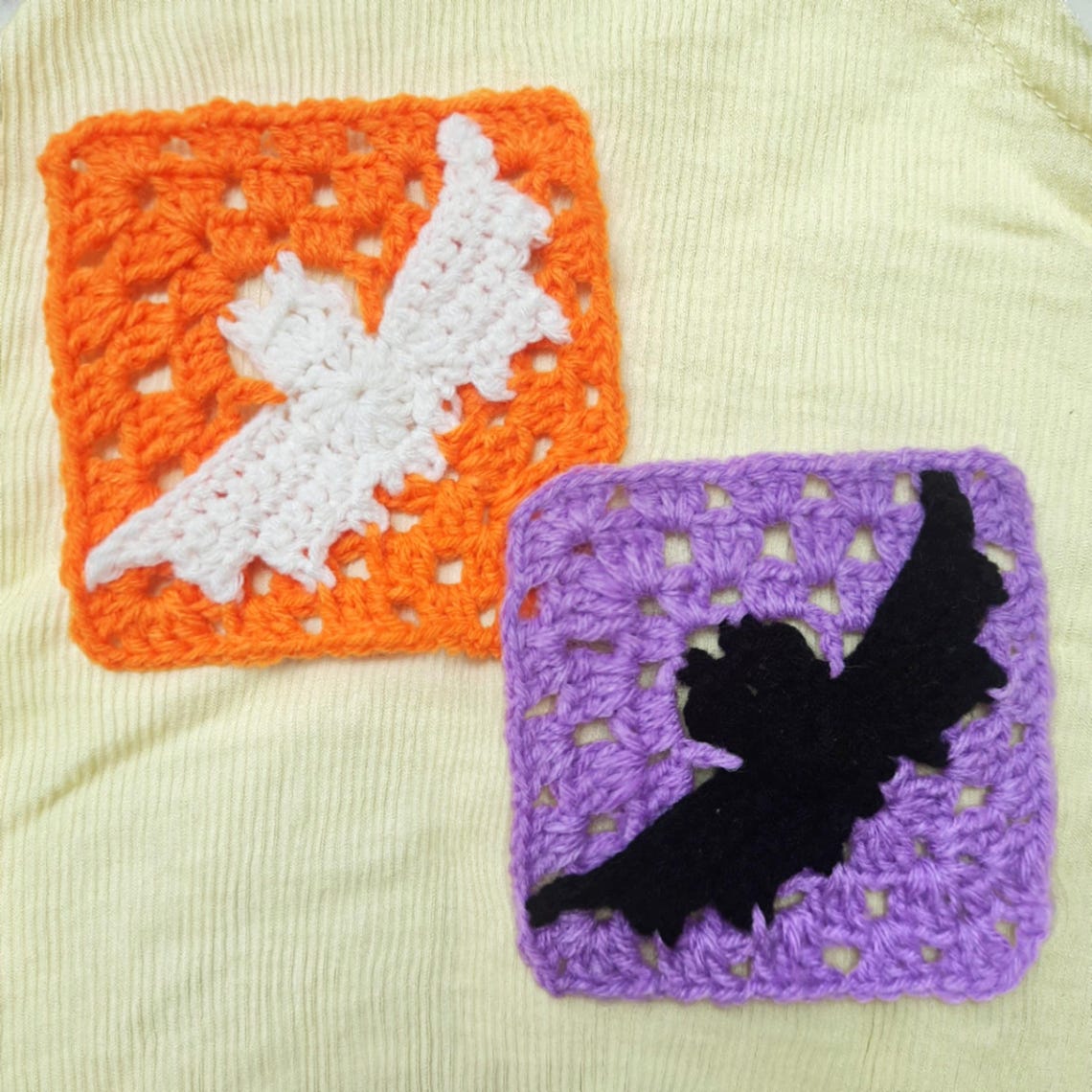 Bat Granny Square: Halloween Crochet Pattern, Picture Tutorial Included ...