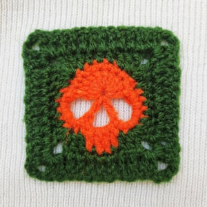 Crochet Pattern, Skull Granny Square, Crochet Skull, Halloween Granny ...